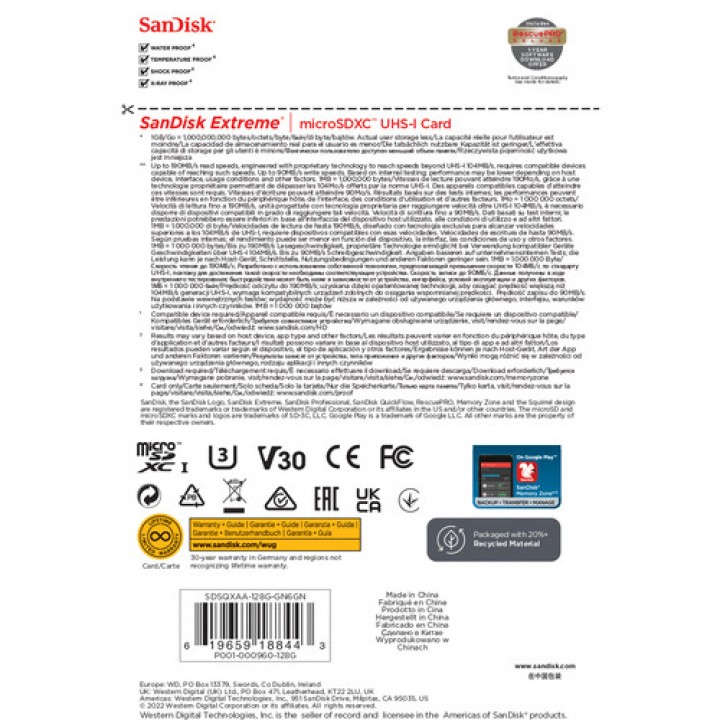 SanDisk Extreme SDSQXAA-128G-GN6GN карта памяти 128 ГБ купить в Украине ...